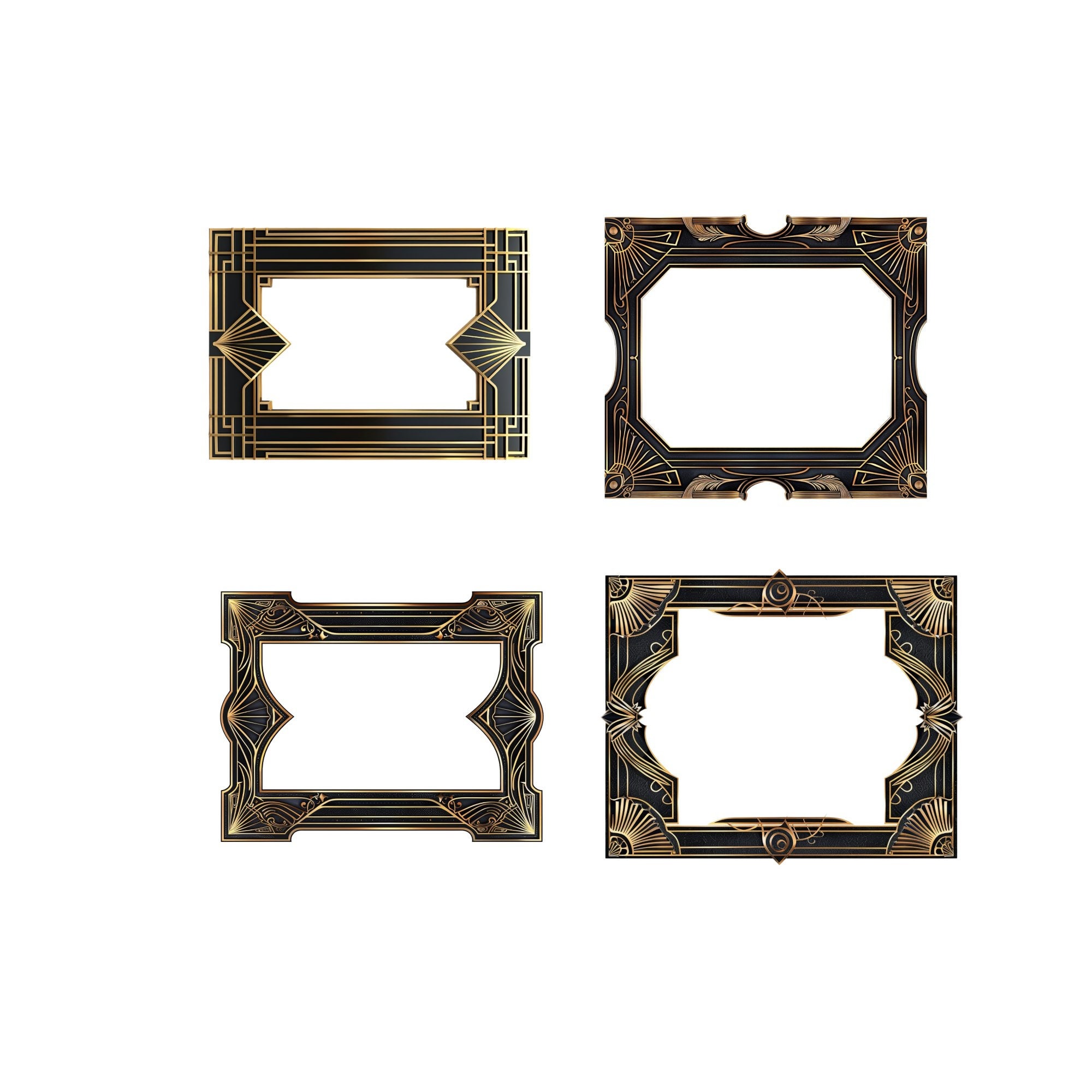 Roaring 20s, Art Deco Frames, Clipart, Black, Gold, Border, Great ...