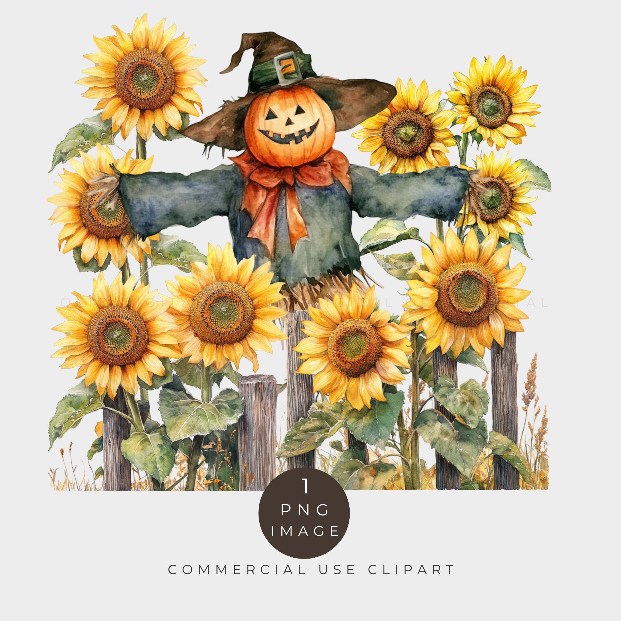 Scarecrow PNG, Sunflower PNG, Autumn Clipart, Primitive Scarecrow PNG ...