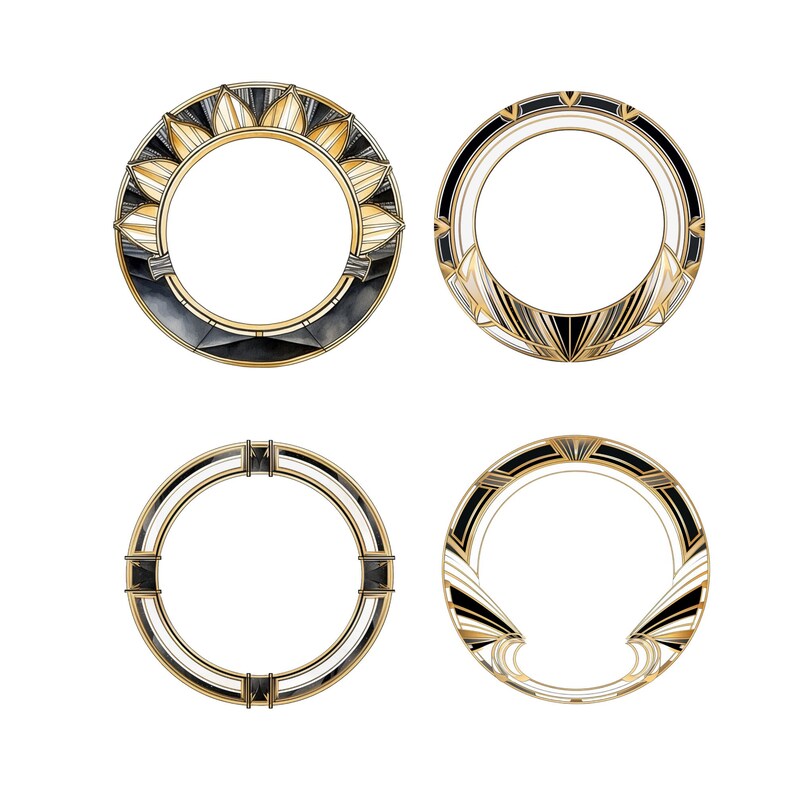 Roaring 20s, Art Deco Frames, Clipart, Black, Gold, Border, Great ...