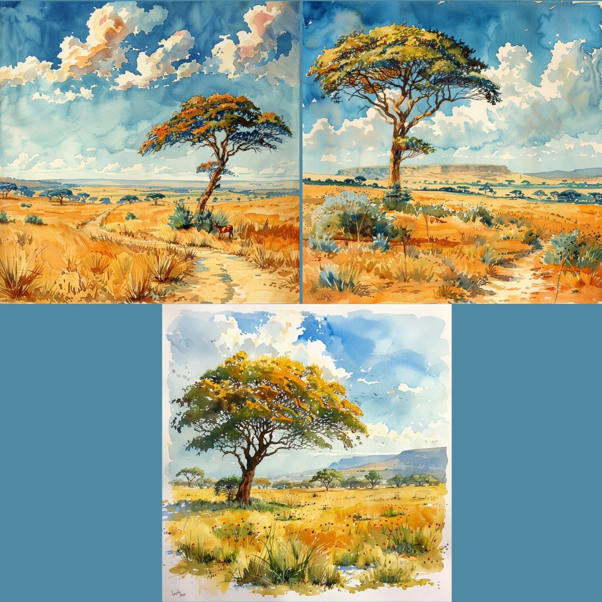 Watercolor Safari Animals Clipart: Lion, Zebra, Elephant (PNG, JPG ...