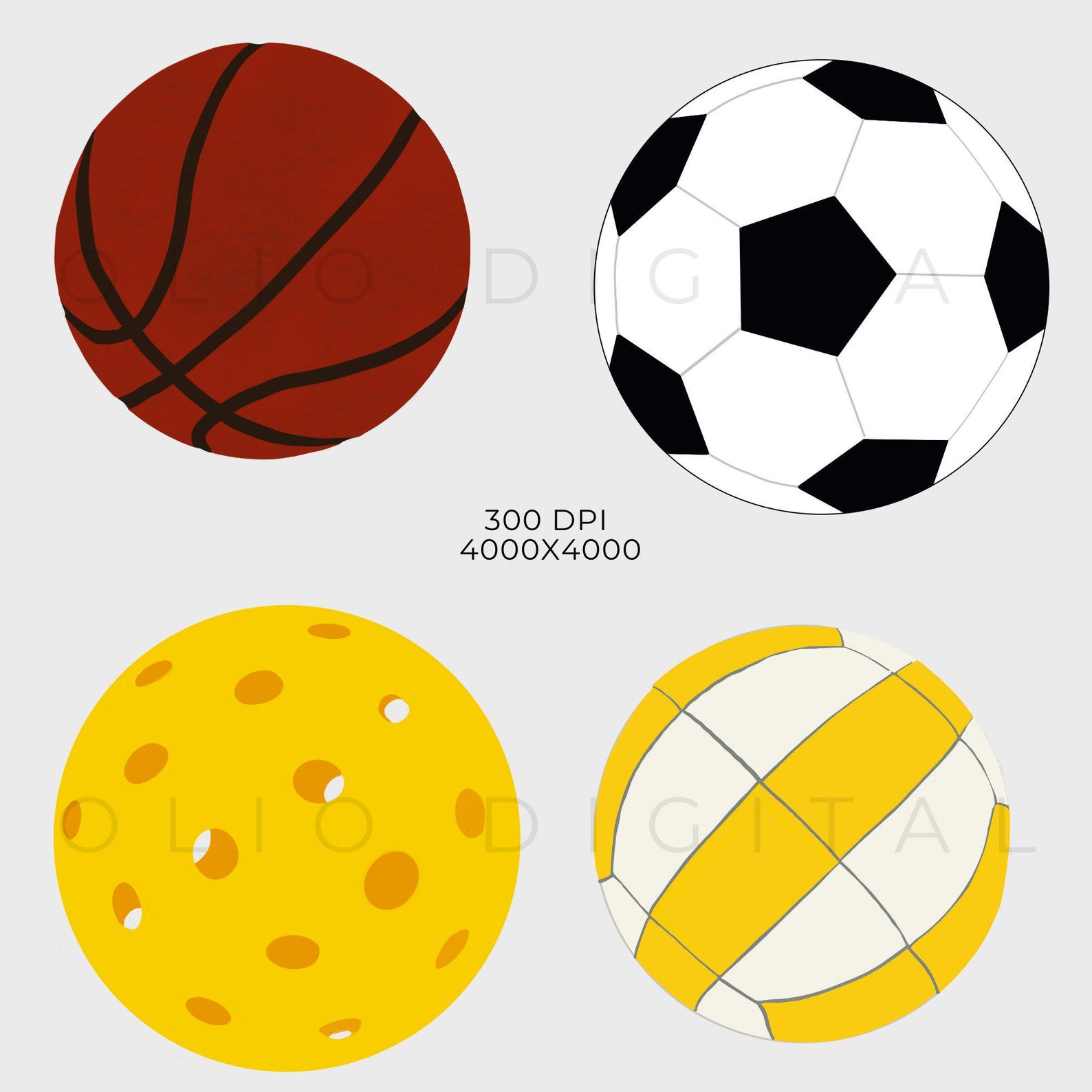Sports Ball PNG Clipart Bundle for Sublimation, Basketball Png, Soccer ...