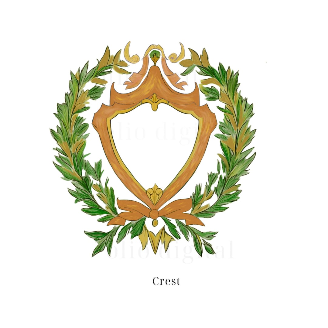 Crest PNG, Chinoiserie Crest With Green and Gold Foliage, Grand ...