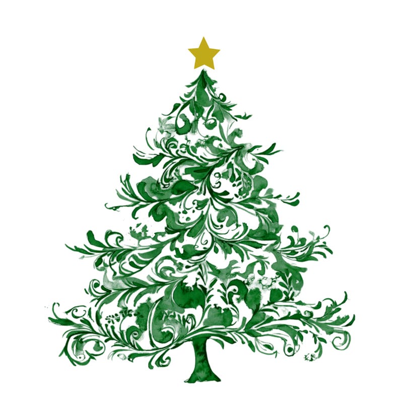 Green Toile Christmas Tree Clipart: Chinoiserie PNG (digital Download ...