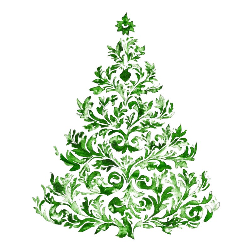 Green Toile Christmas Tree Clipart: Chinoiserie PNG (digital Download ...