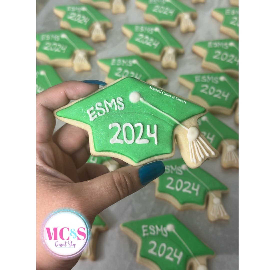 Graduation Cap Decorated Sugar Cookies With Year - Etsy