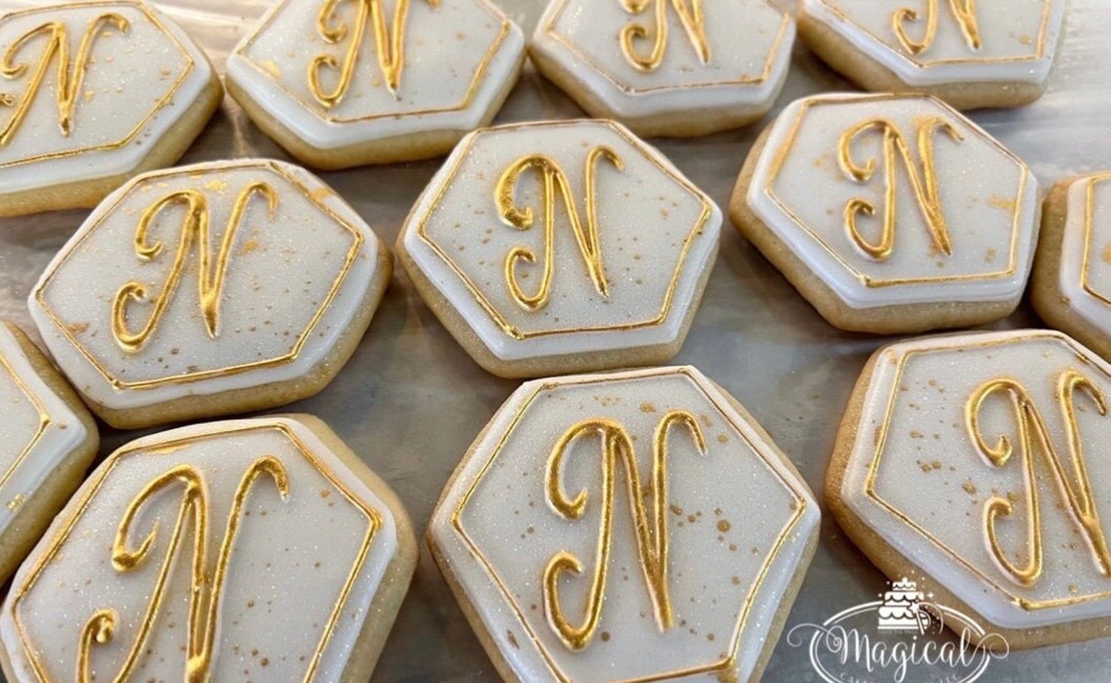 Initial Hexagon Decorated Sugar Cookies - Etsy