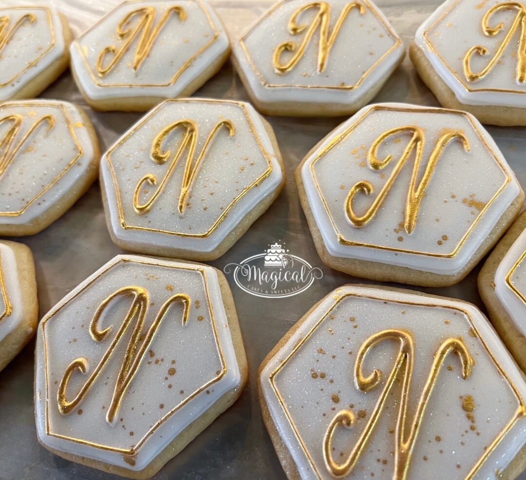 Initial Hexagon Decorated Sugar Cookies - Etsy