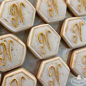 Initial Hexagon Decorated Sugar Cookies - Etsy
