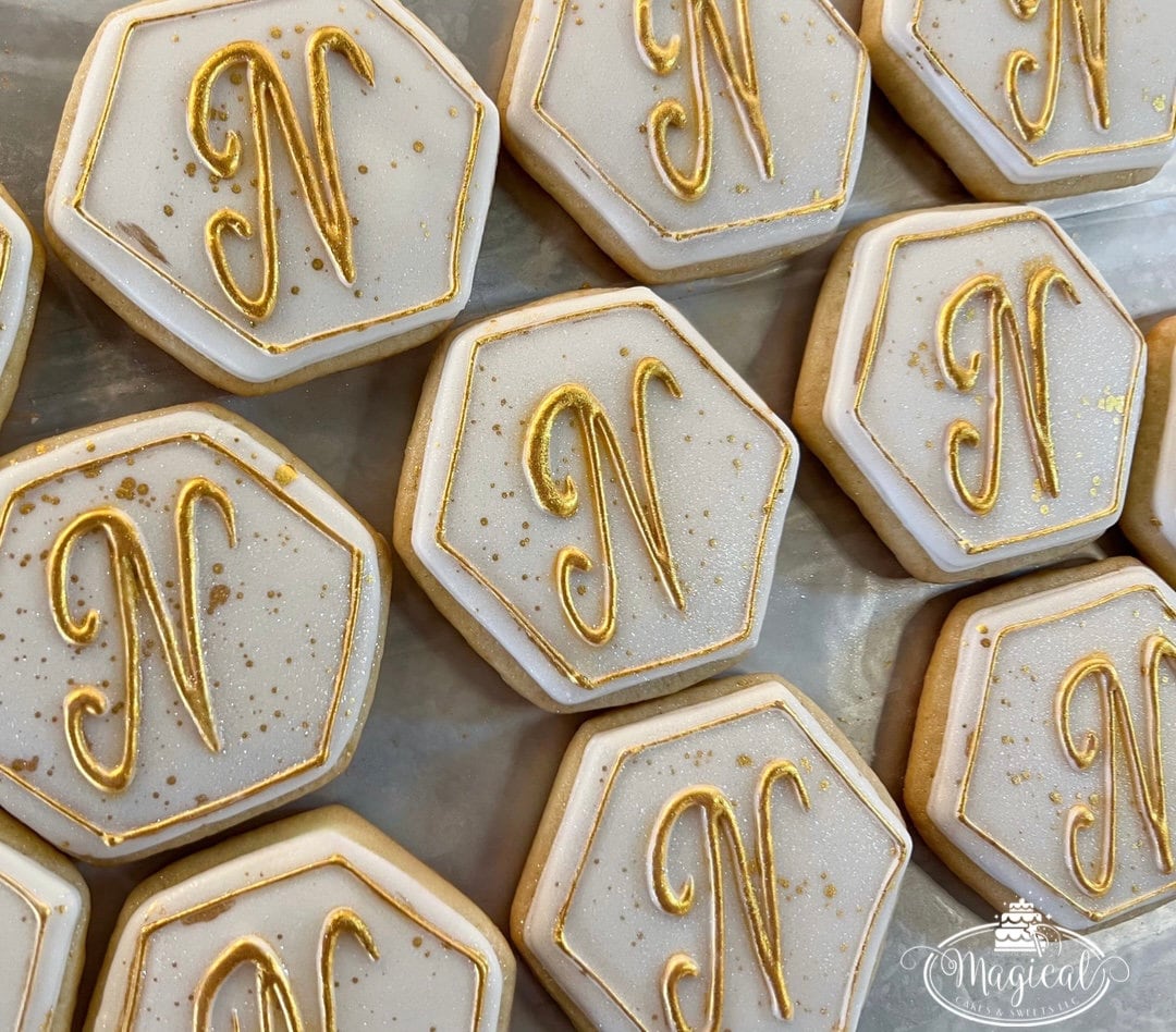 Initial Hexagon Decorated Sugar Cookies - Etsy