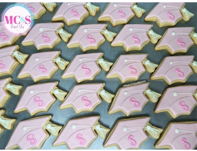 Graduation Cap Decorated Sugar Cookies With Initial - Etsy