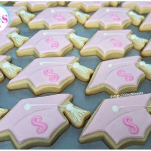 Graduation Cap Decorated Sugar Cookies With Initial - Etsy