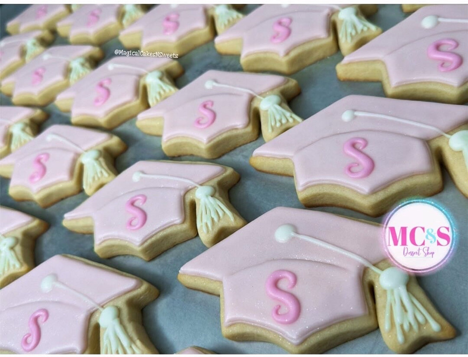 Graduation Cap Decorated Sugar Cookies With Initial - Etsy