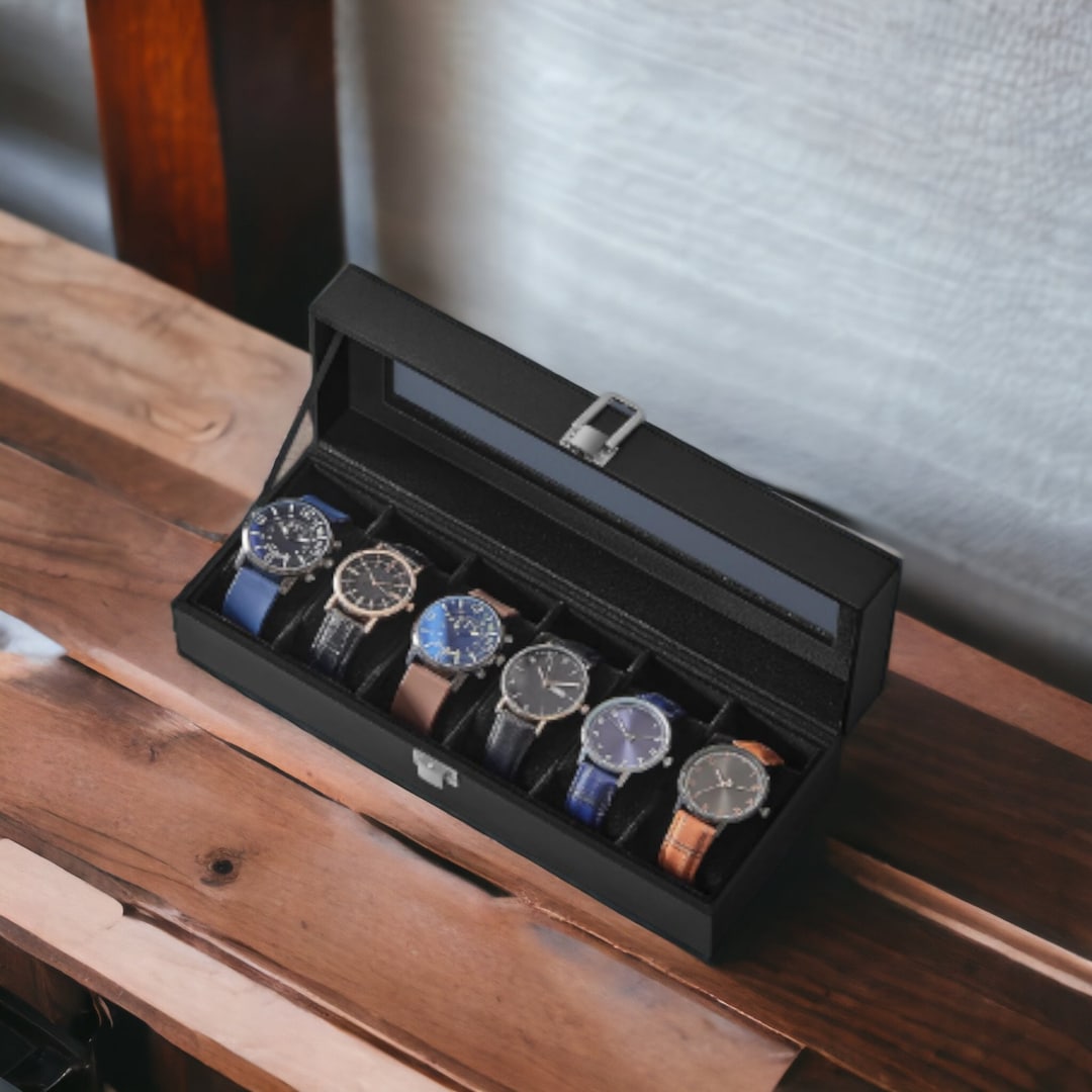 Watch Box 6-slot Watch Case With Large Glass Lid Removable - Etsy