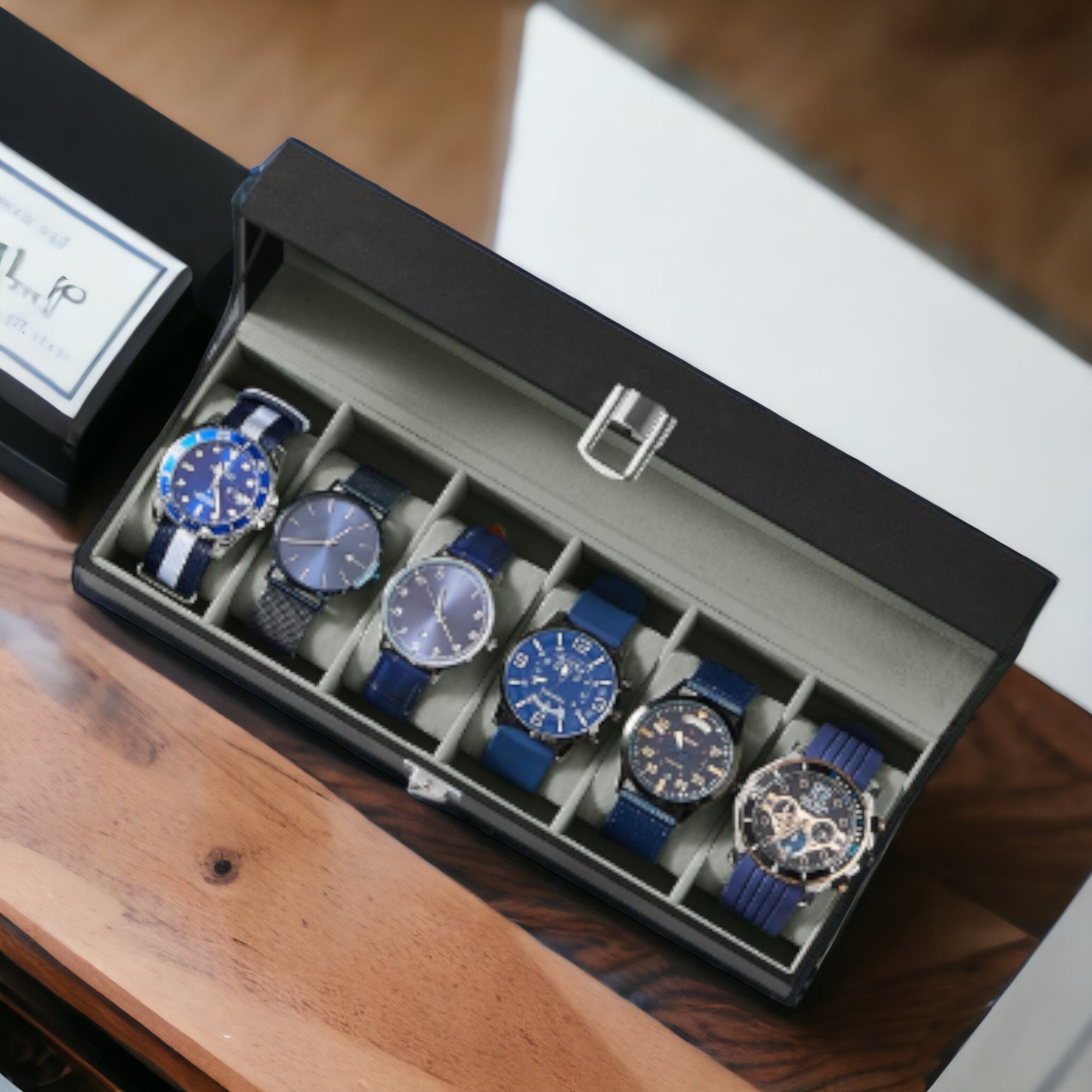 Watch Box 6-slot Watch Case With Large Glass Lid Removable - Etsy