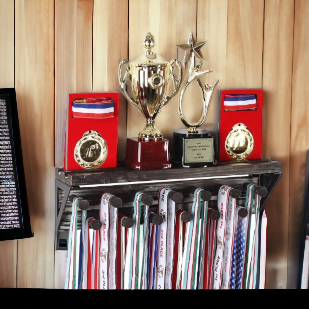 Rustic Wood Wall Mount Display Rack Award Display Award - Etsy