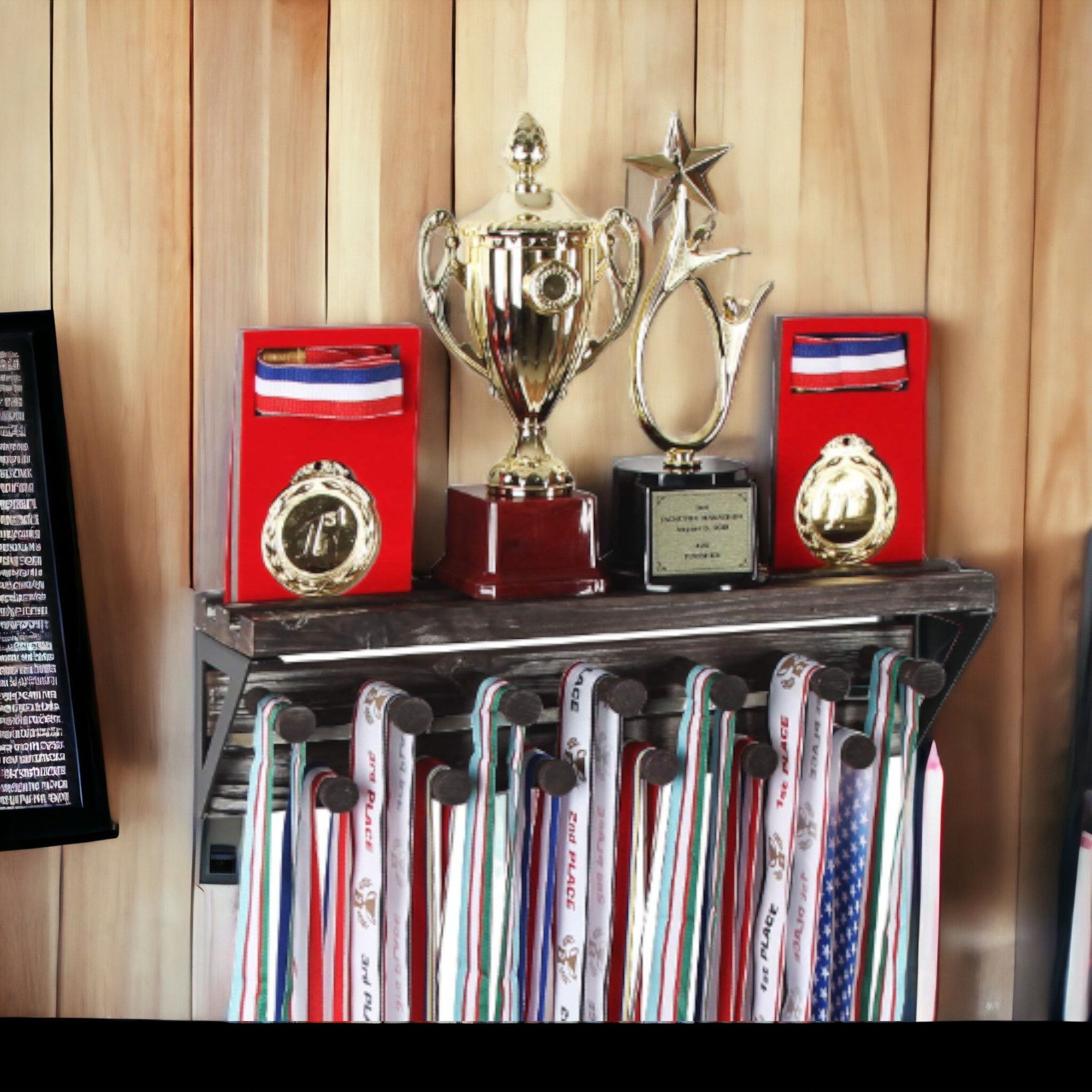 Rustic Wood Wall Mount Display Rack Award Display Award - Etsy