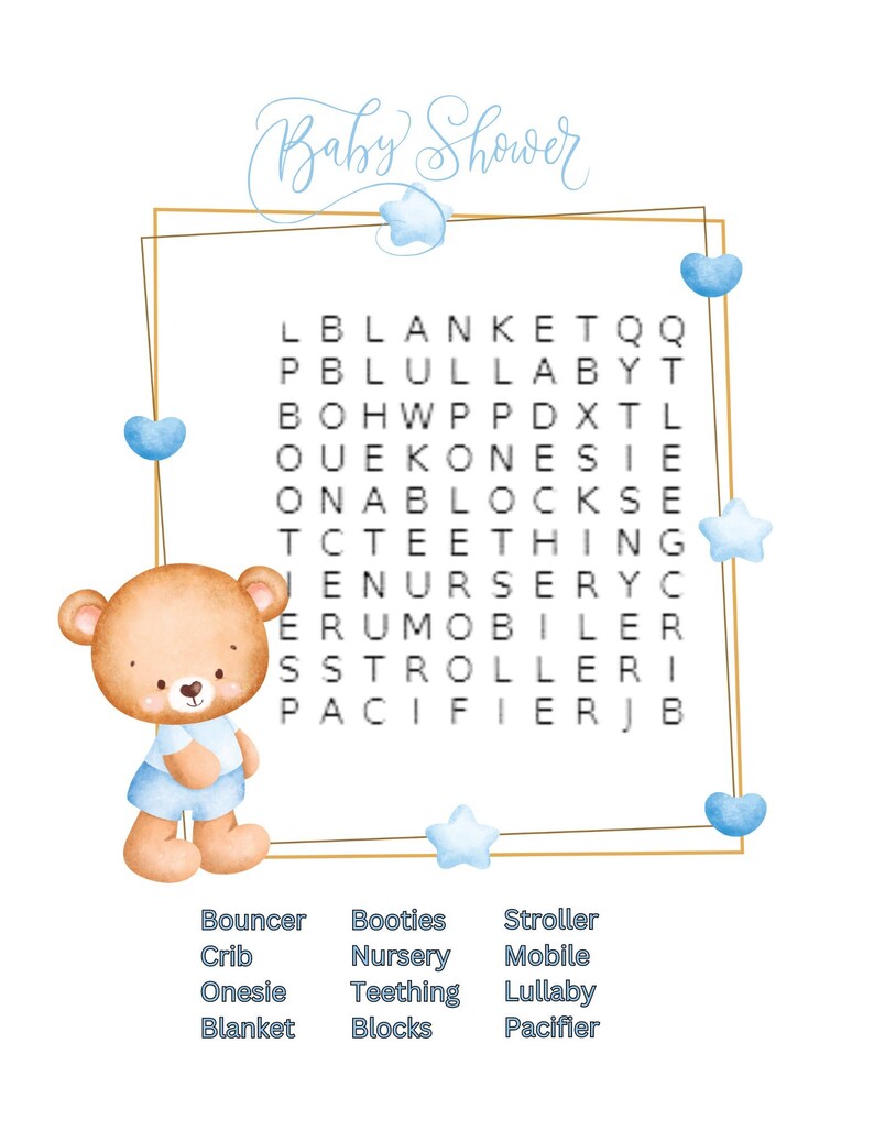Baby Word Hunt: Find Joy in This Adorable Baby Shower Word Search ...