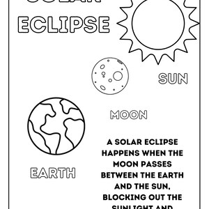 2024 Solar Eclipse Coloring Activity Placemat, April 8, 2024 Solar ...