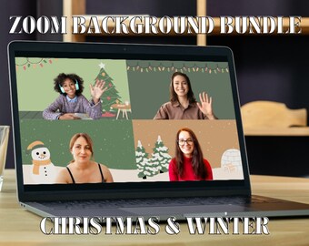 Christmas Zoom Background Pack, Instant Download, Virtual Backgrounds ...