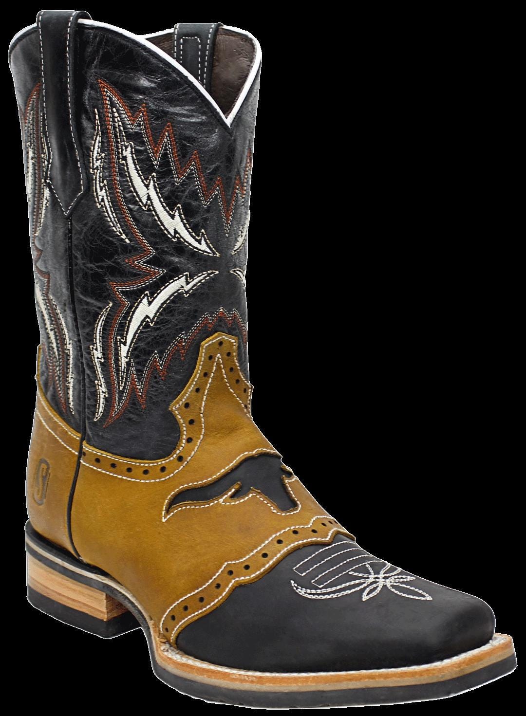 Silverton® Longhorn All Leather Square-toe Boots (black) - Etsy