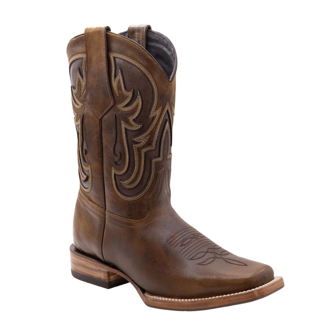 Men Genuine Leather Handcrafted Quality Western Square Toe Honey Cowboy Boots - Etsy