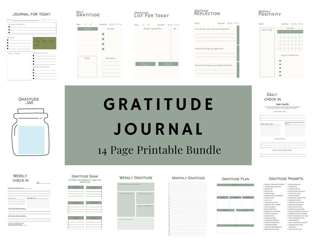 Gratitude Journal Printable BUNDLE! Mindfulness Log, Gratitude Template ...