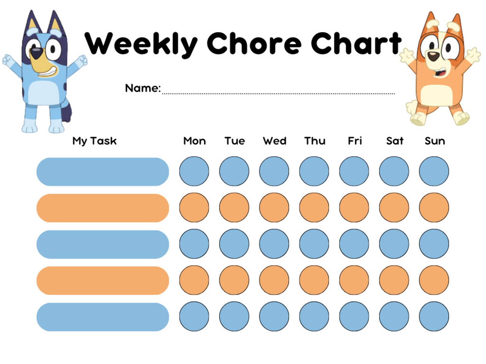 Bluey Reward Chart, Chore Chart, Printable Reward Chart, Instant ...