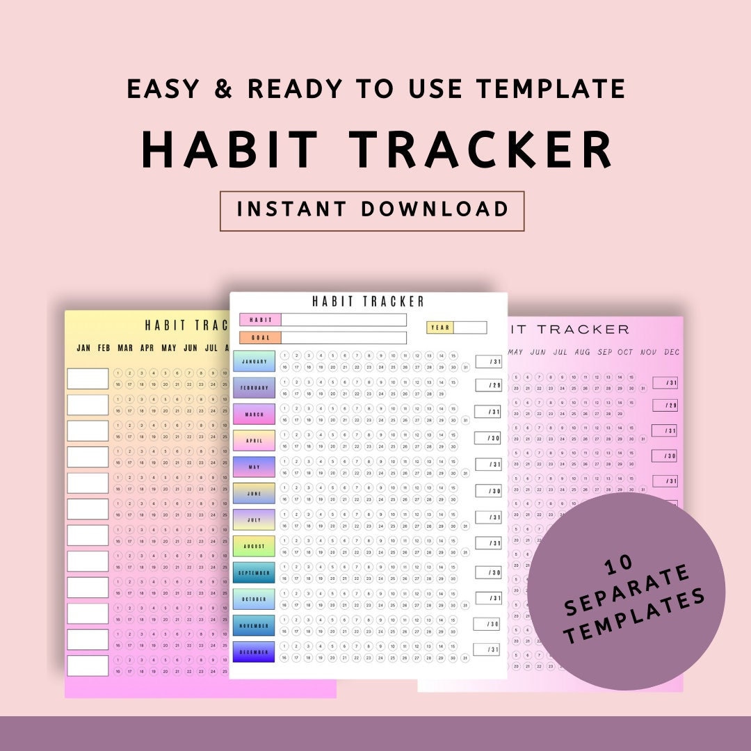 Monthly Habit Tracker Printable, Daily Habit Tracker, Habit Tracker ...