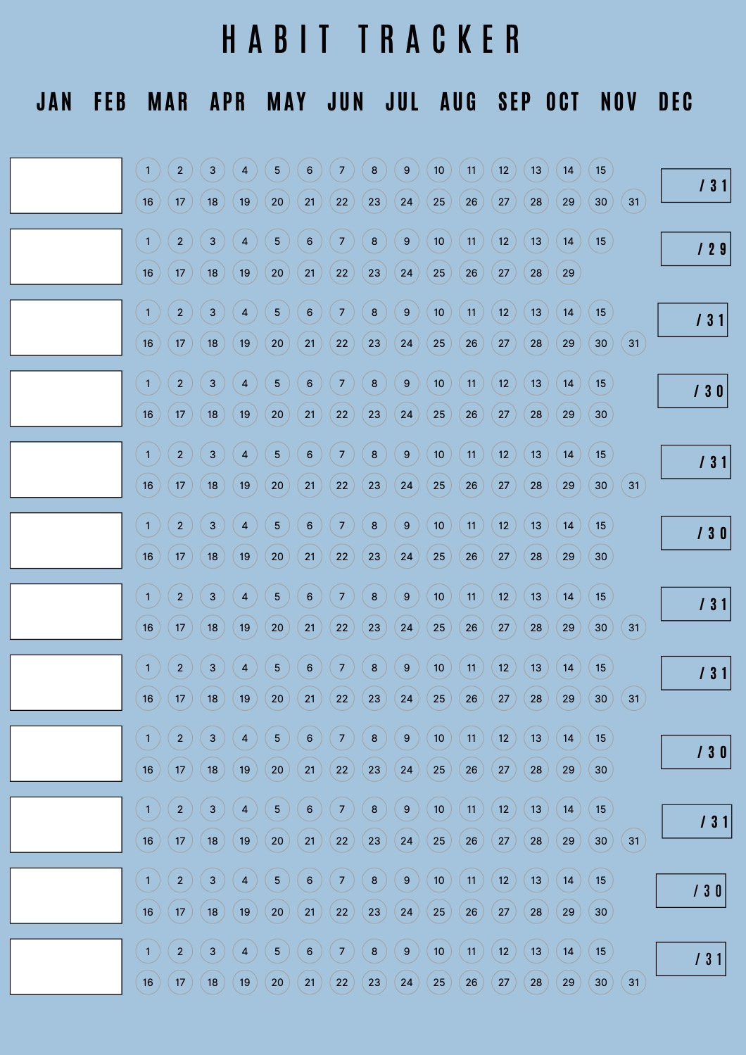 Monthly Habit Tracker Printable, Daily Habit Tracker, Habit Tracker ...