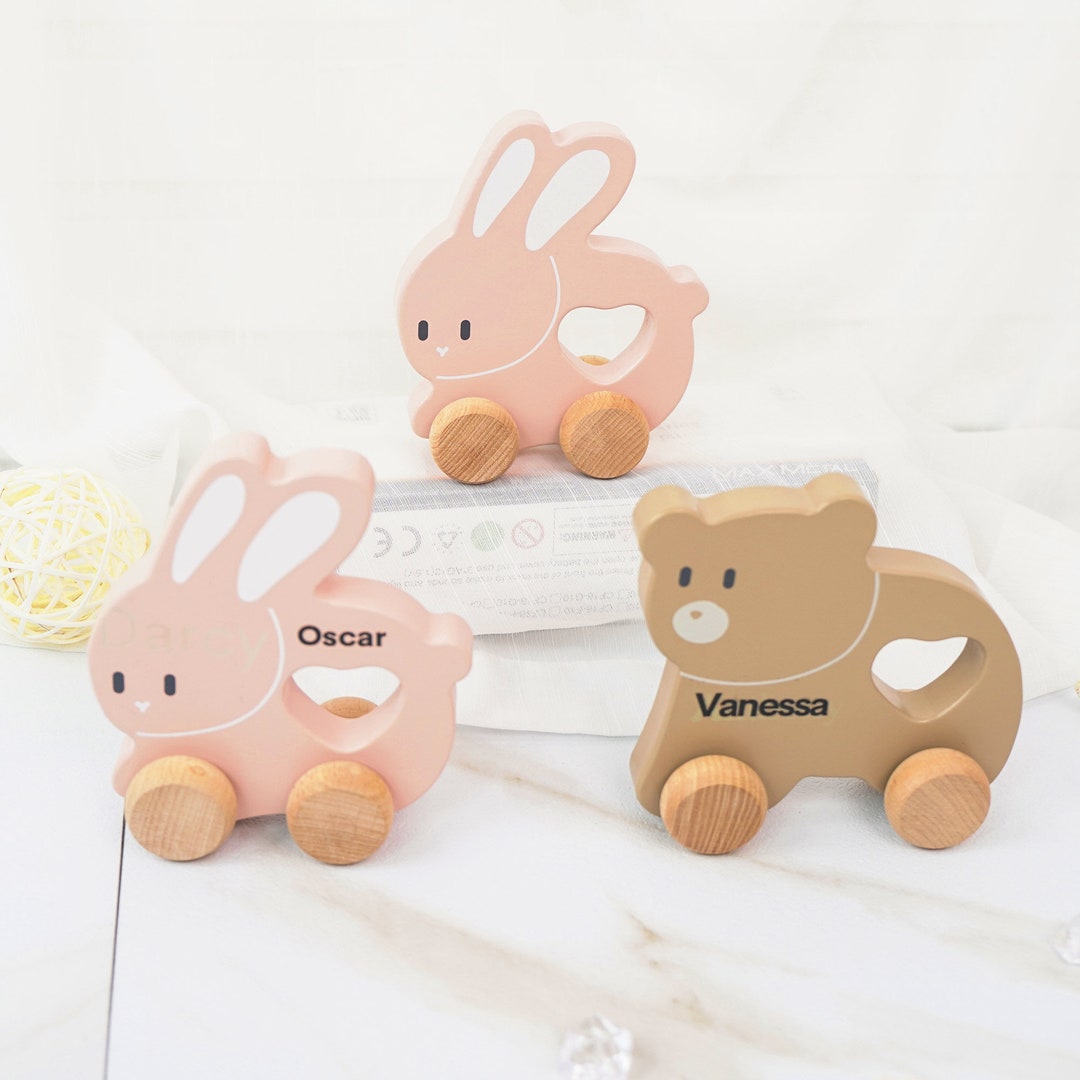 Personalized Wooden Rabbit With Names, Sensory Toys for Toddlers, Baby ...