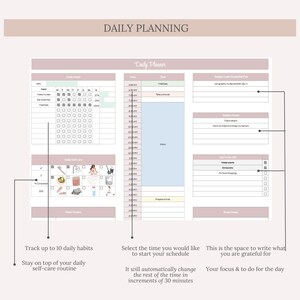 Digital Planner Spreadsheet for Google Sheets, Custom Daily Agenda ...