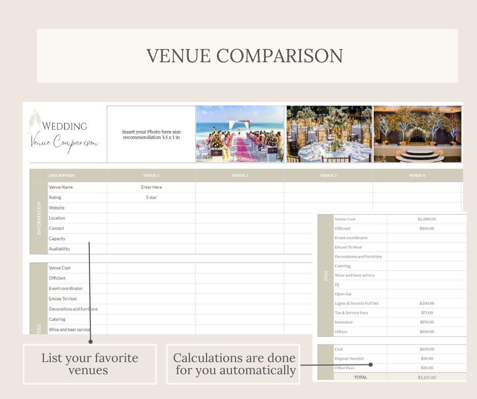 Digital Wedding Planner Spreadsheet Wedding Planning Budget Tracker ...