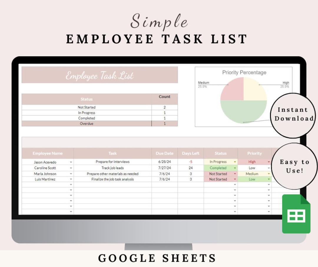 Employee Task List Absence Tracker Template Google Dcos Task Organizer ...