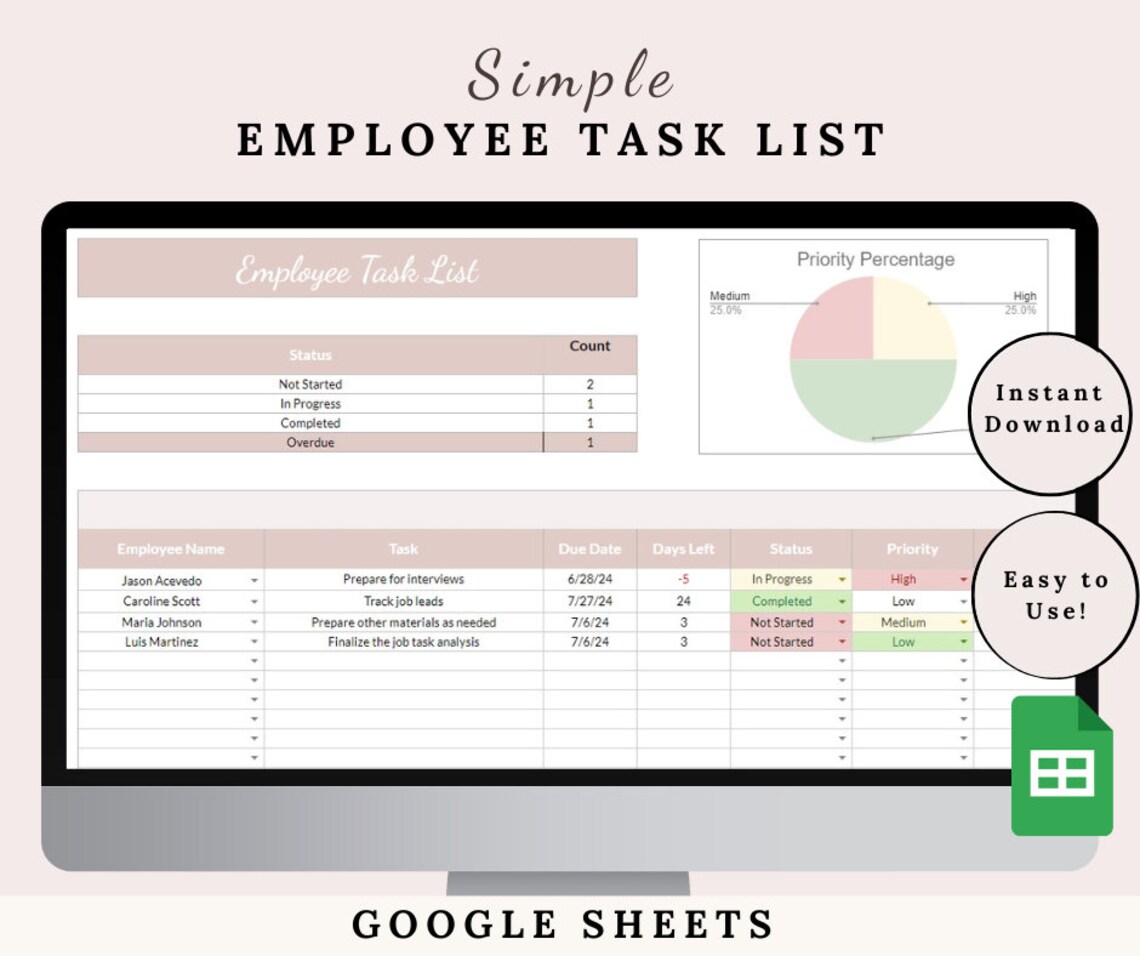 Employee Task List Absence Tracker Template Google Dcos Task Organizer ...