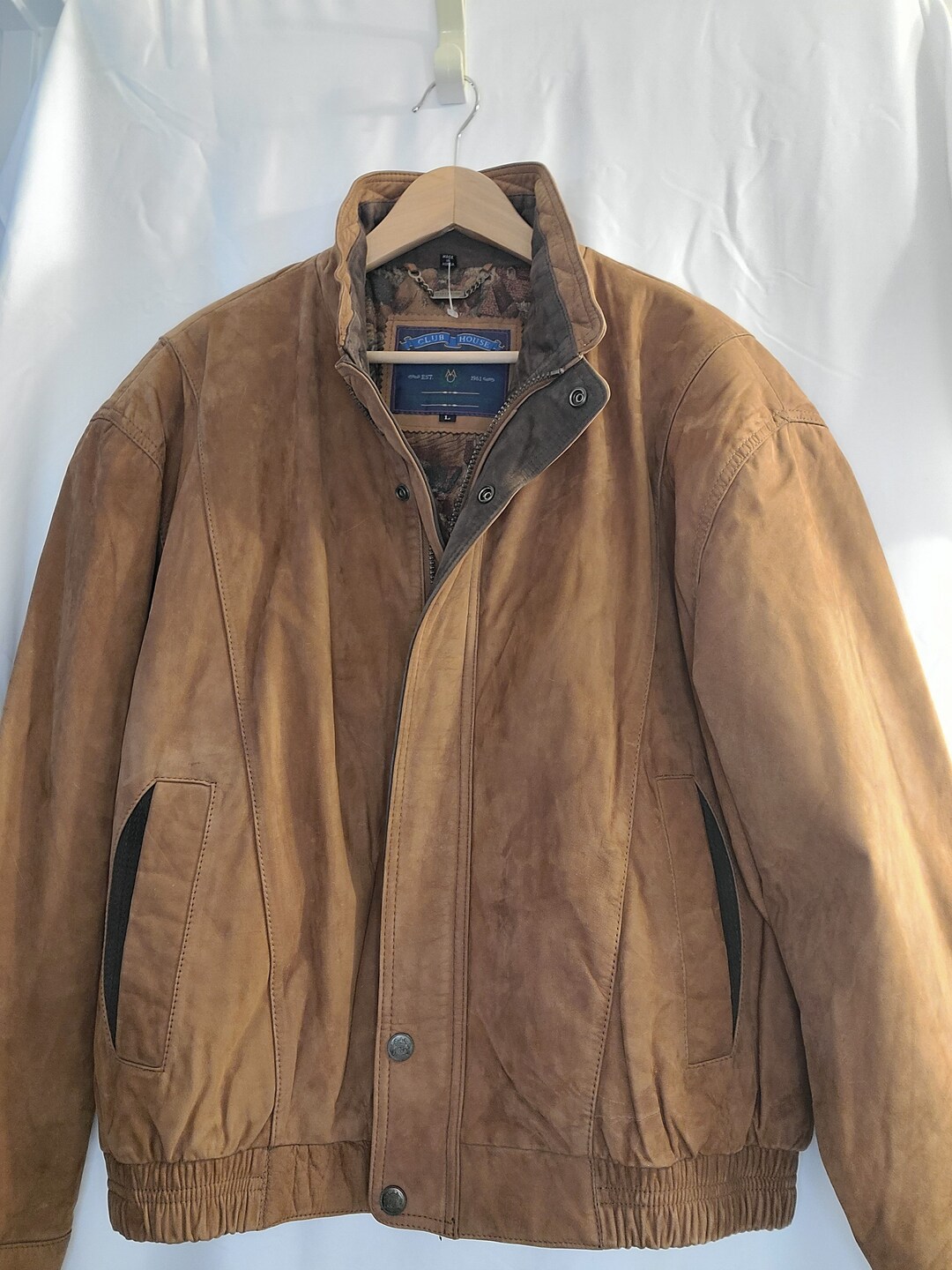 Rare Vintage Members Only Club House Leather Bomber Jacket - Brown ...