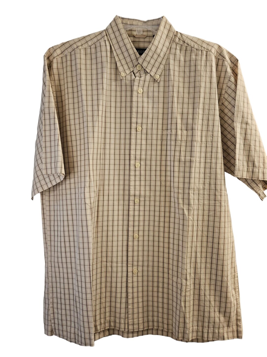 Vintage IZOD Button-down Shirt - Short Sleeve - Plaid Pattern - Size ...