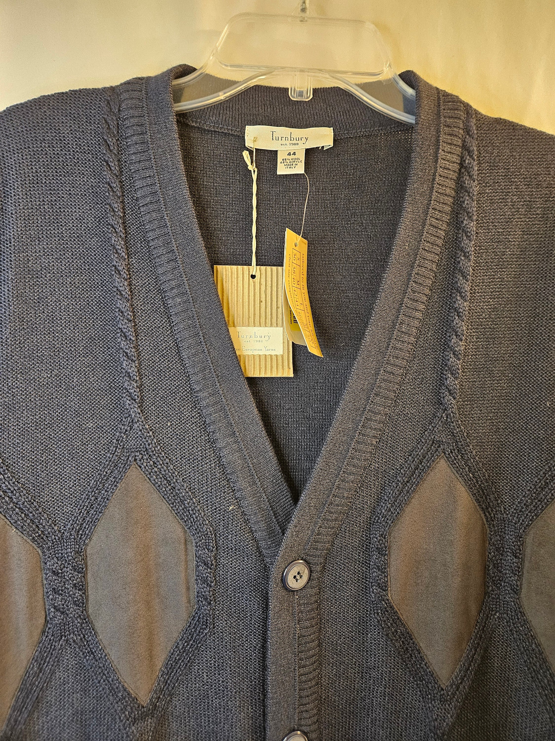 Vintage Minimalist Navy Blue Turnbury Cardigan - Size Large (44 ...