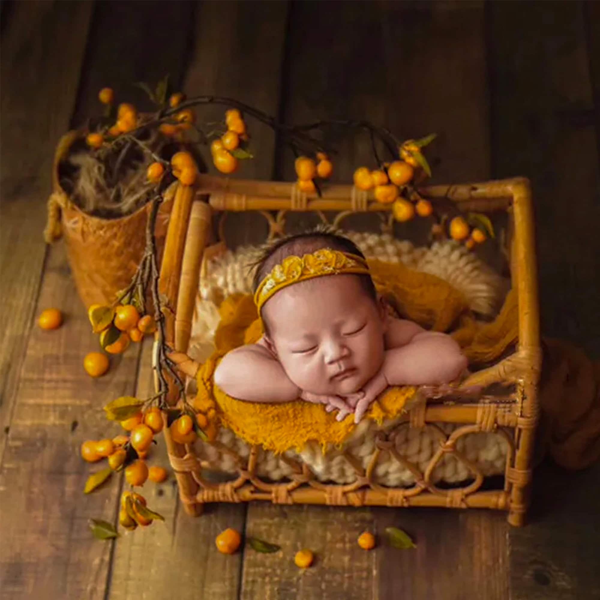 Newborn Baby Photography Prop Beby Photo Retro Woven Basket Baby ...