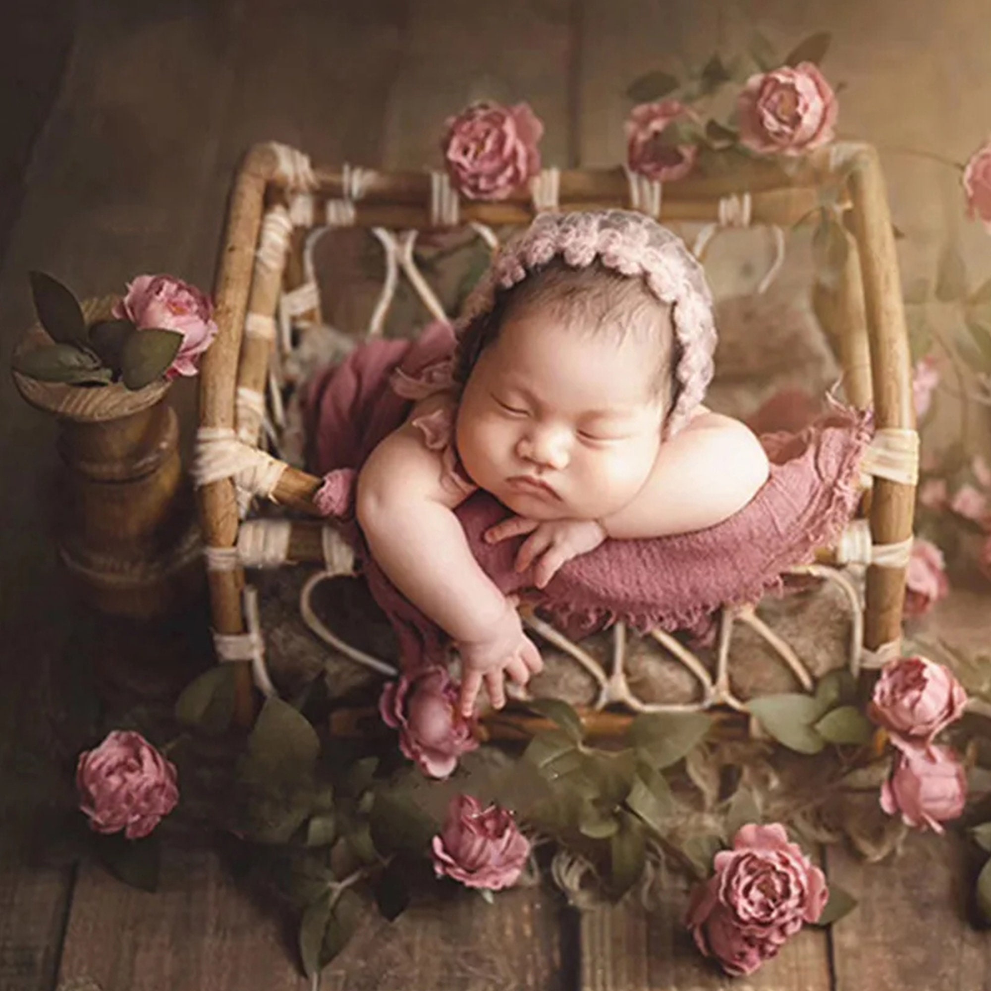 Newborn Baby Photography Prop Beby Photo Retro Woven Basket Baby ...
