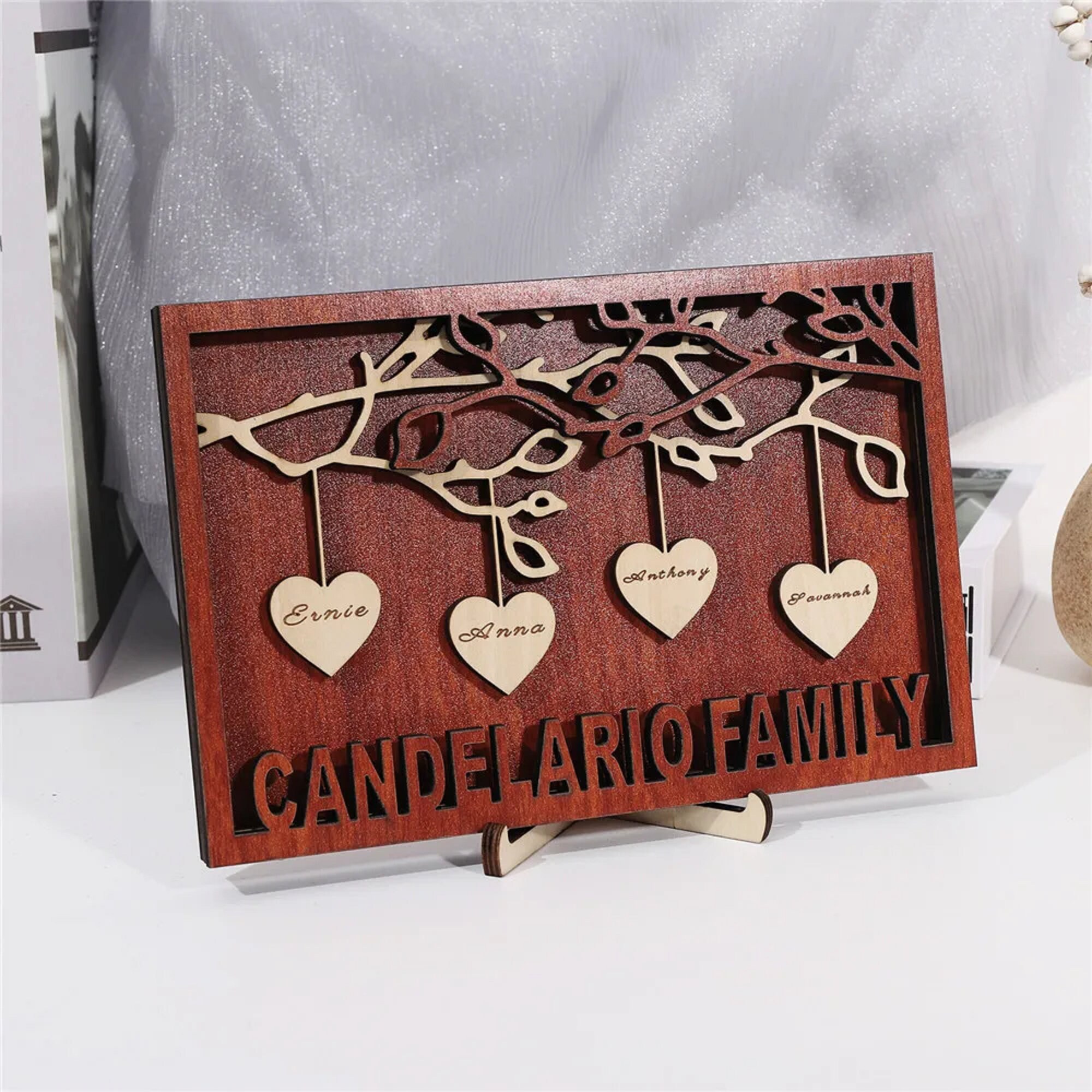 Customized Wooden Family Tree Sign Family Names Sign Hanging - Etsy