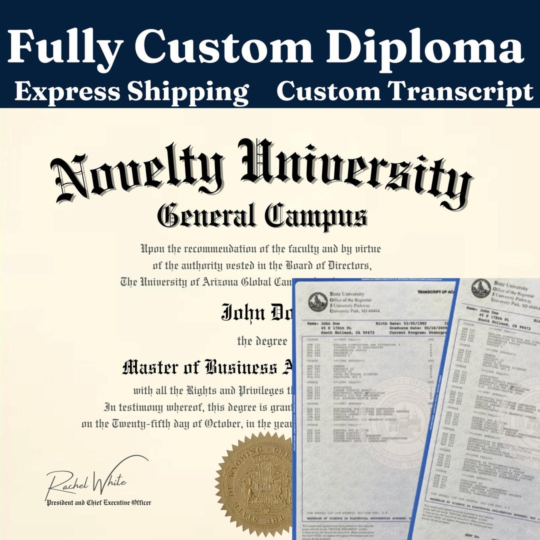 Fully Customized Novelty College Diploma With Transcripts - Etsy