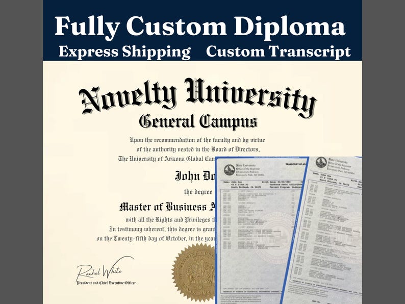 Fully Customized Novelty College Diploma With Transcripts - Etsy