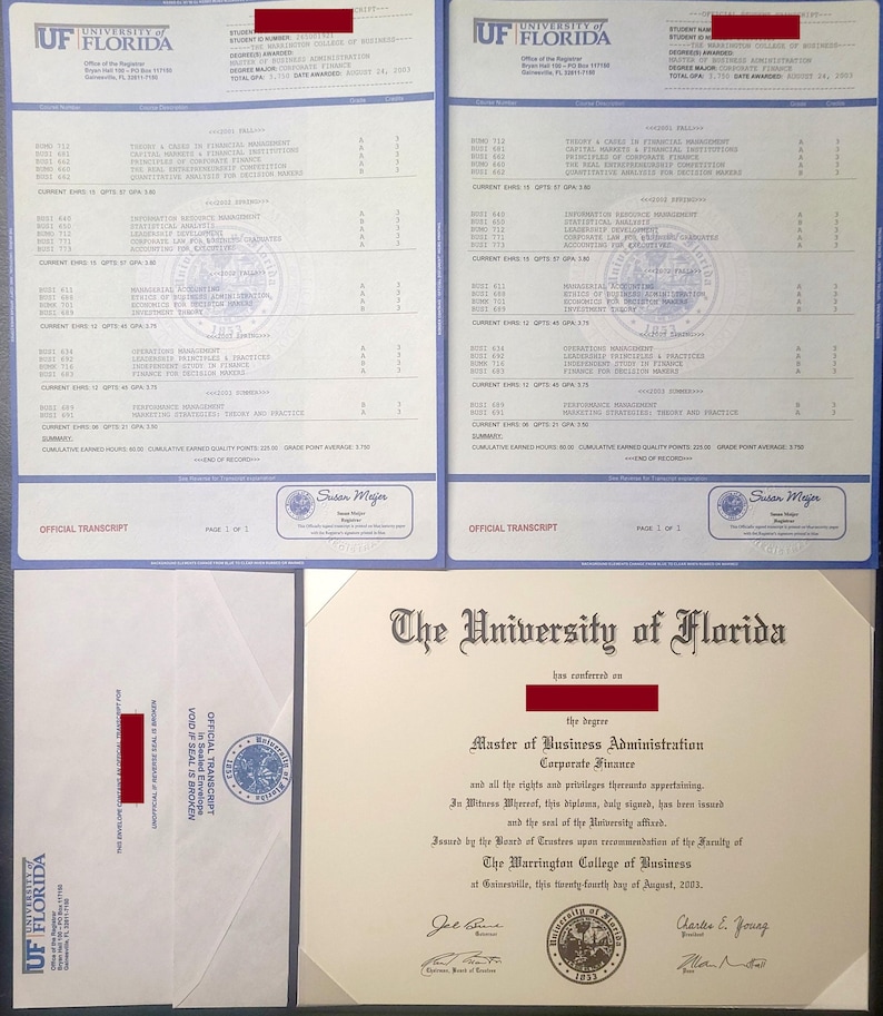 Fully Customized Novelty College Diploma With Transcripts - Etsy