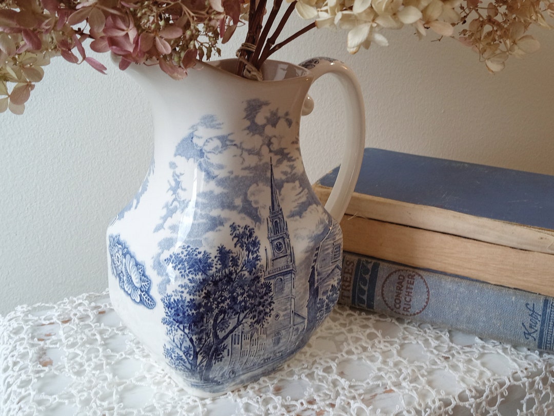 Liberty Blue Ironstone Pitcher, 32oz, Vintage, Made in Straffordshire ...