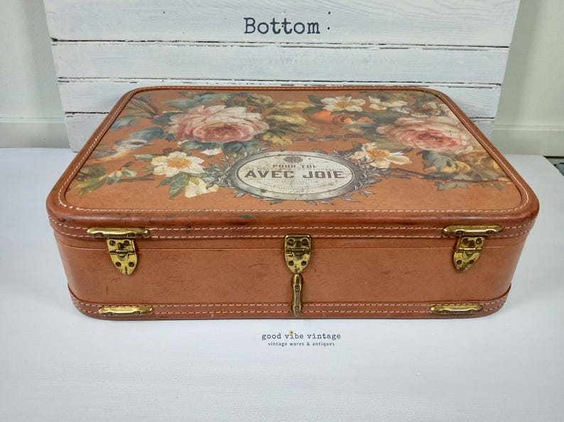 Vintage 1940s Hardside Skyway Suitcase, Upcycled in Florals With Birds ...