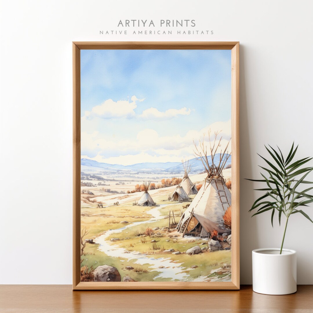 Watercolor Wall Art of Native American Habitats: Perfect for - Etsy