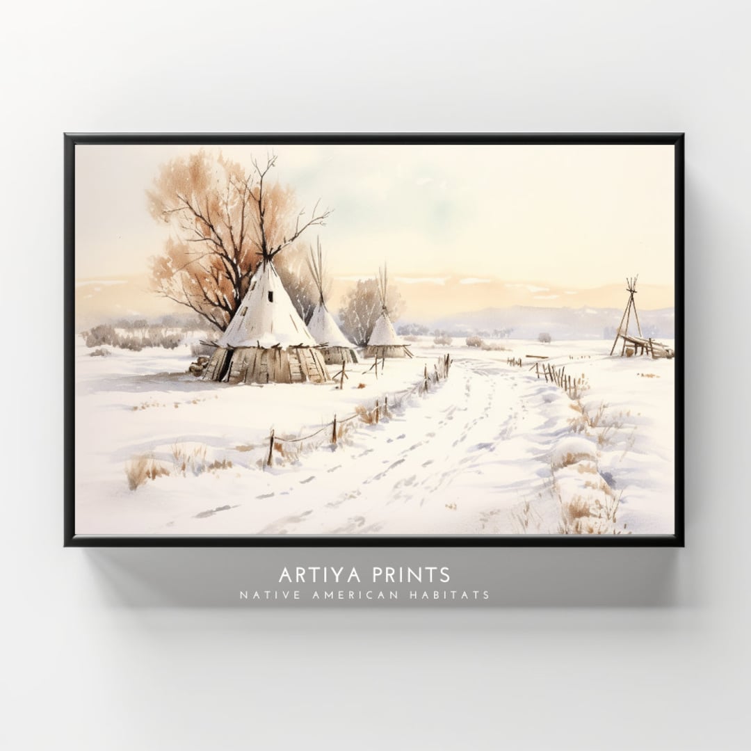 Watercolor Wall Art of Native American Habitats: Perfect for Home Decor ...