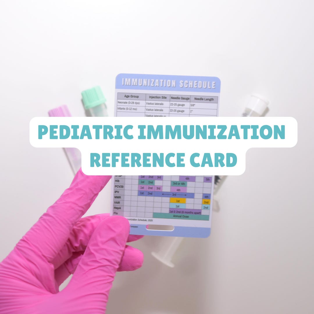 Pediatric Immunization Reference Card: Nurse Badge Pocket Guide - Etsy