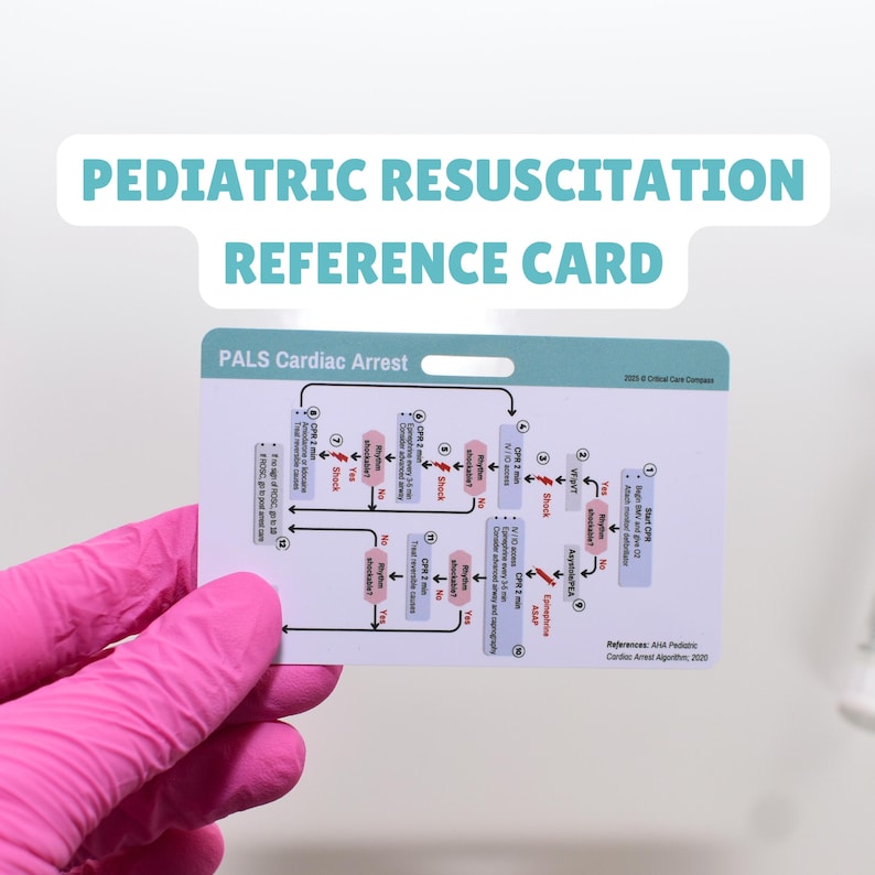 PALS Pediatric Cardiac Arrest Reference Card: Nurse Badge Buddy - Etsy