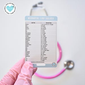 Neonatal Lab Values Reference Card | Perfect for NICU, PICU, or ...